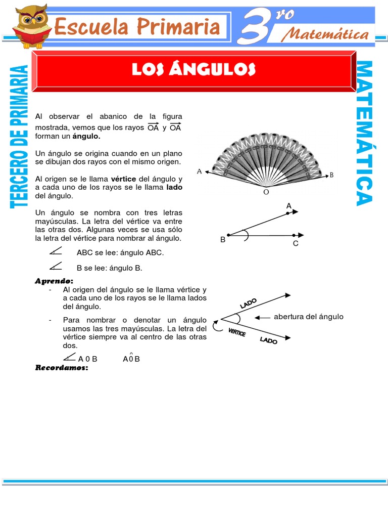 Los Angulos para Tercero de Primaria | PDF | Ángulo | Geometría Elemental