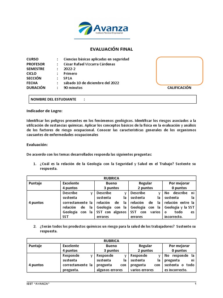 Examen Final Ciencias Básicas Aplicadas en Seguridad | PDF Examen Final Ciencias Básicas Aplicadas en Seguridad | PDF