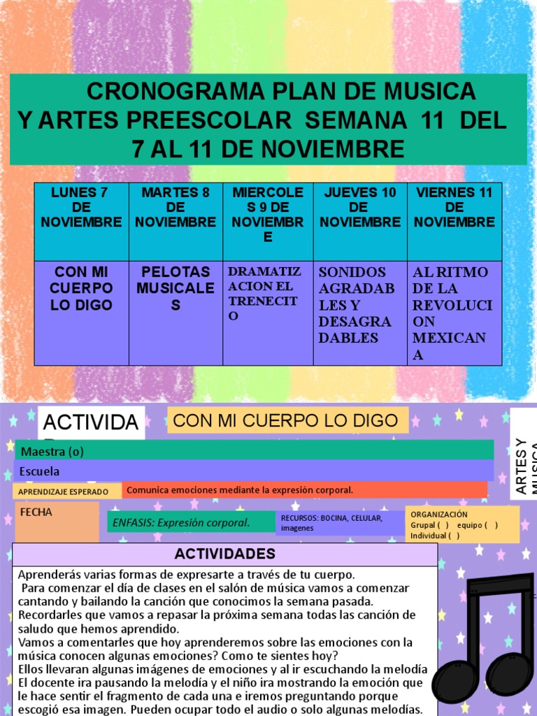 Plan Semana 11 Preescolar | PDF | Ritmo | Aprendizaje