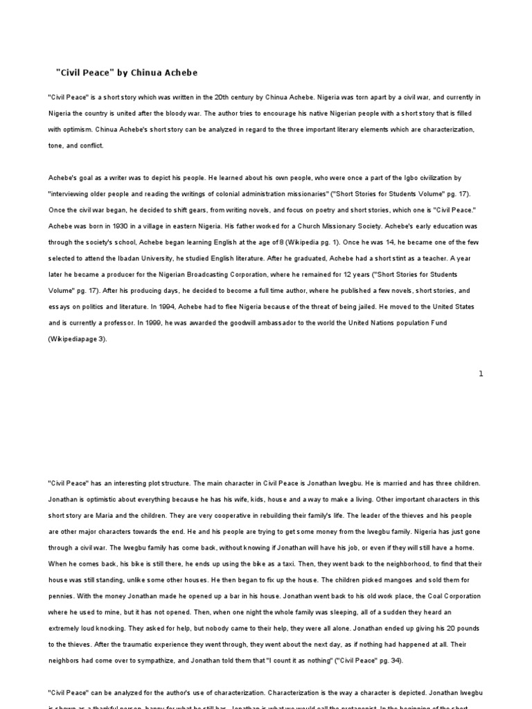 Analysis of Achebe's "Civil Peace" | PDF | Unrest