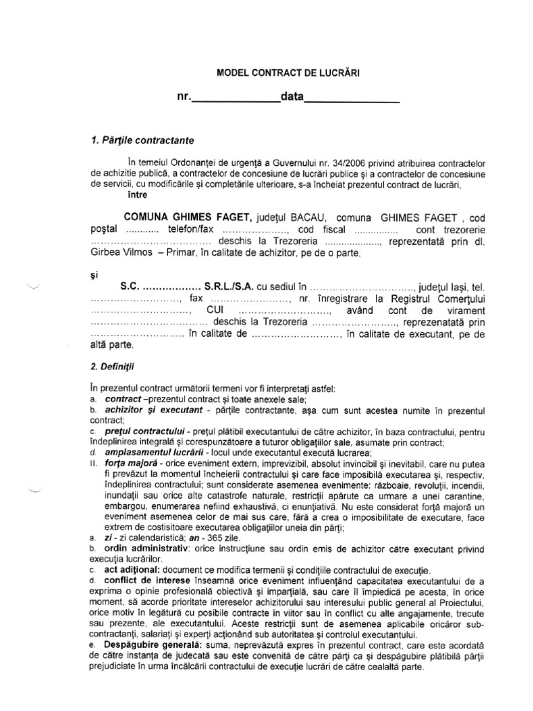 Model Contract de Lucrari | PDF