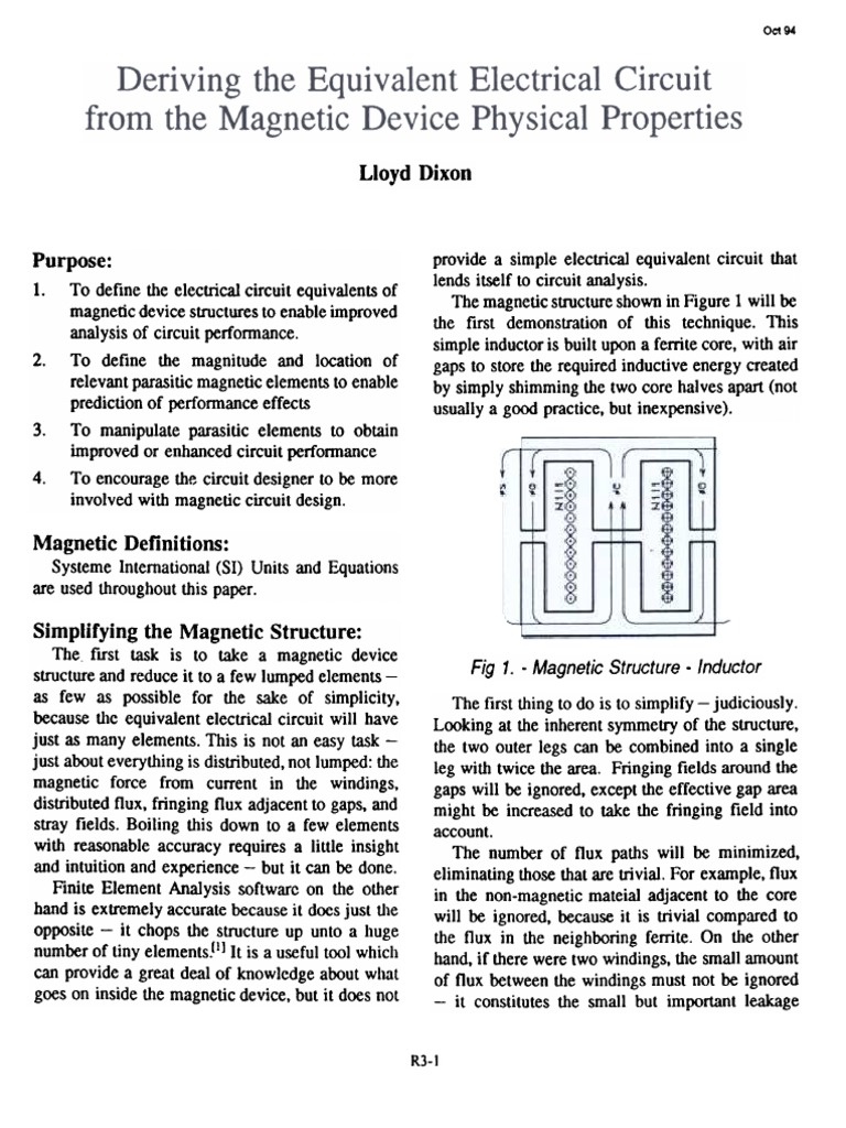 Slup198 Magnetics Design RDS-3 Deriving The Equivalent Electrical Circuit | PDF | Inductance ...