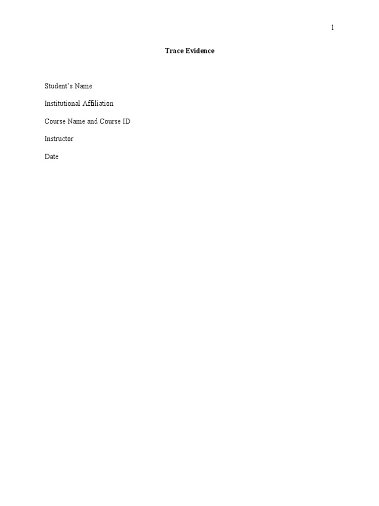 Trace Evidence | PDF | Crime Scene | Forensic Science