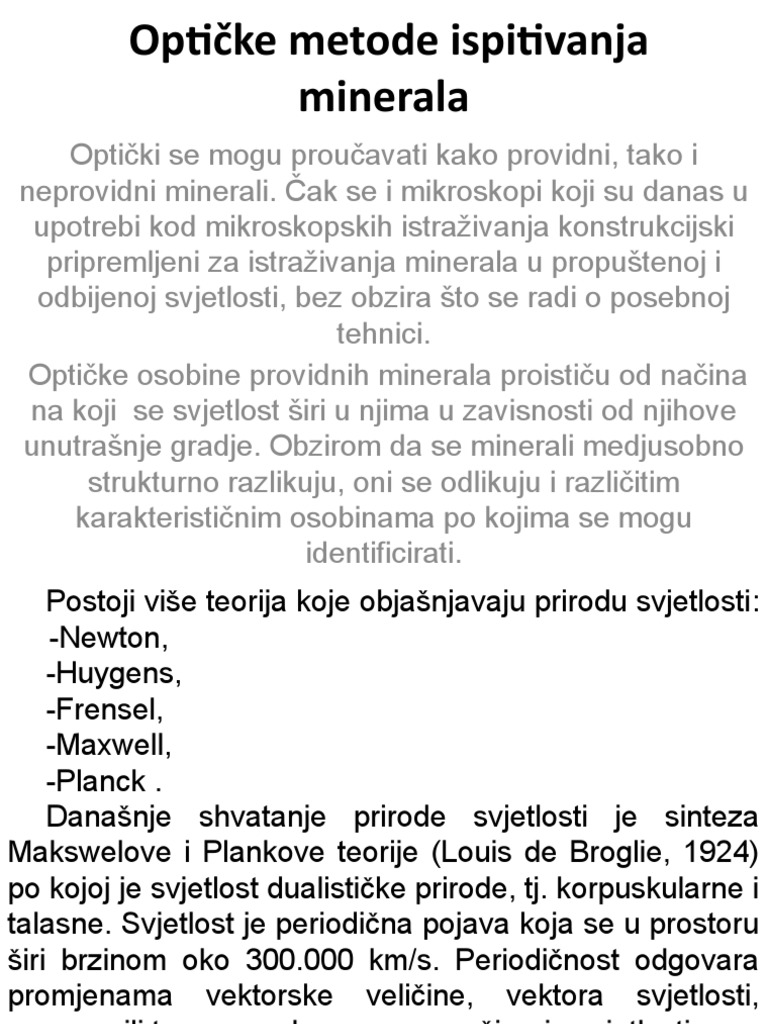 Optičke Metode Ispitivanja Minerala 07 | PDF