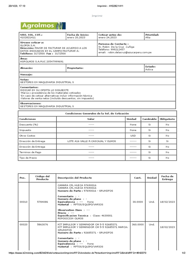 Sol. Cot 4102821411 Agrolmos | PDF | Economias
