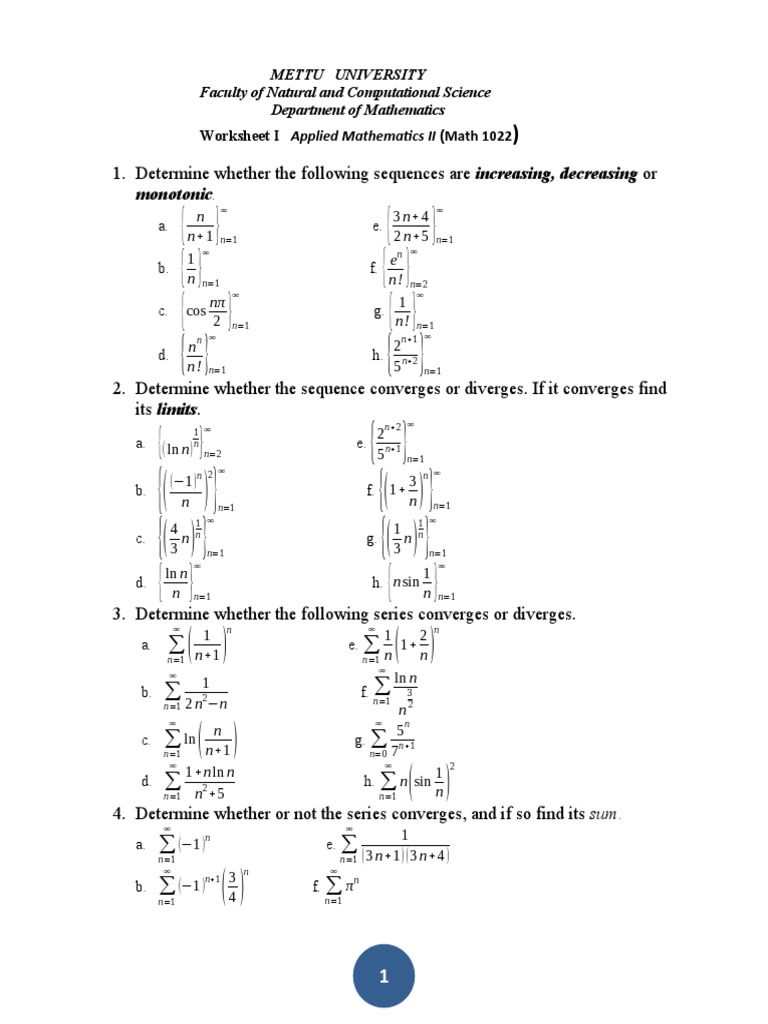 Worksheet I | PDF | Monotonic Function | Functional Analysis