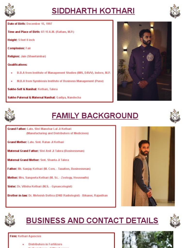 Siddharth Kothari Biodata | PDF