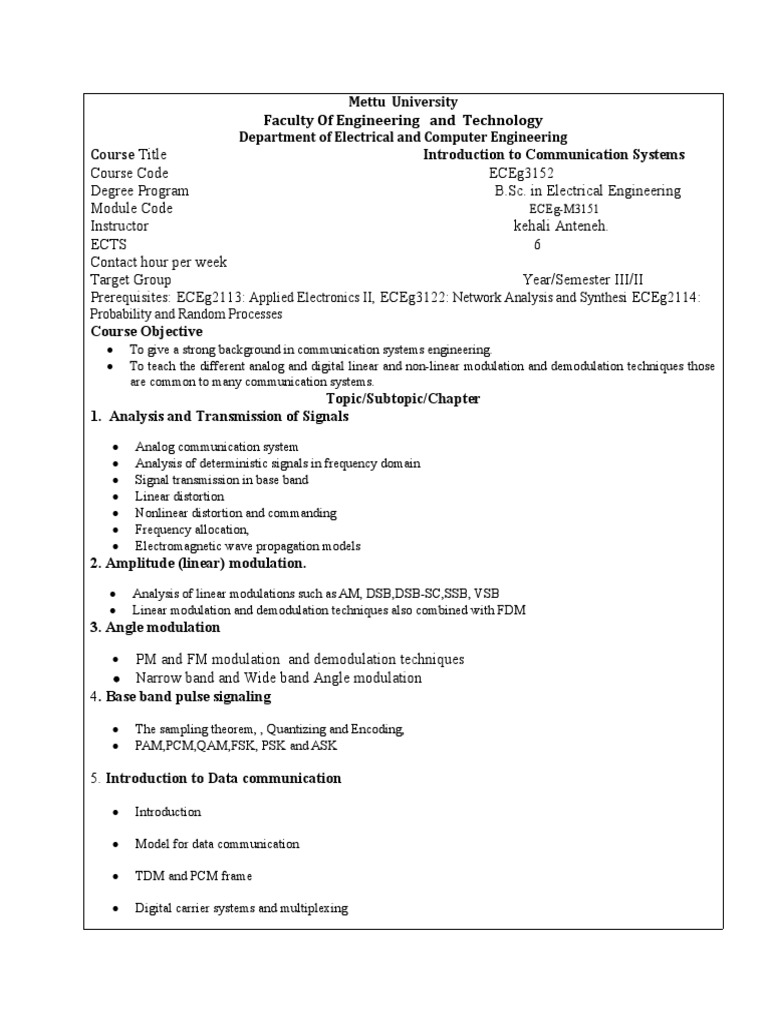 Course Introduction To Communication Systems Pdf Modulation Telecommunications