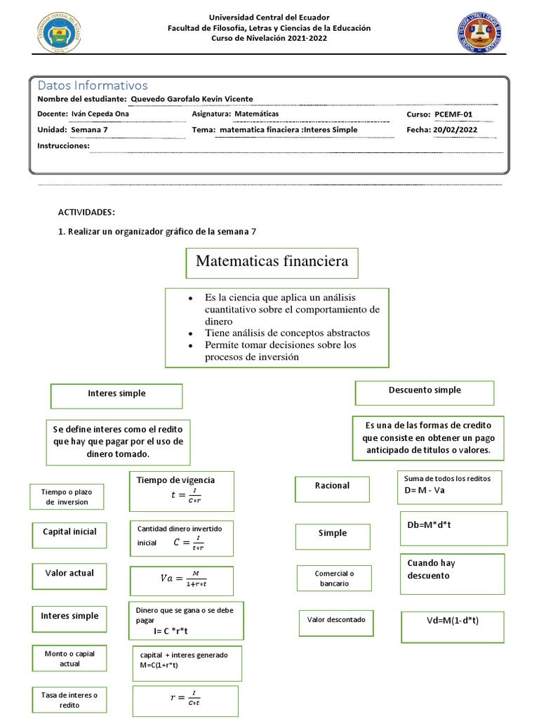 Actividad Matematicas | PDF | Interés | Dinero
