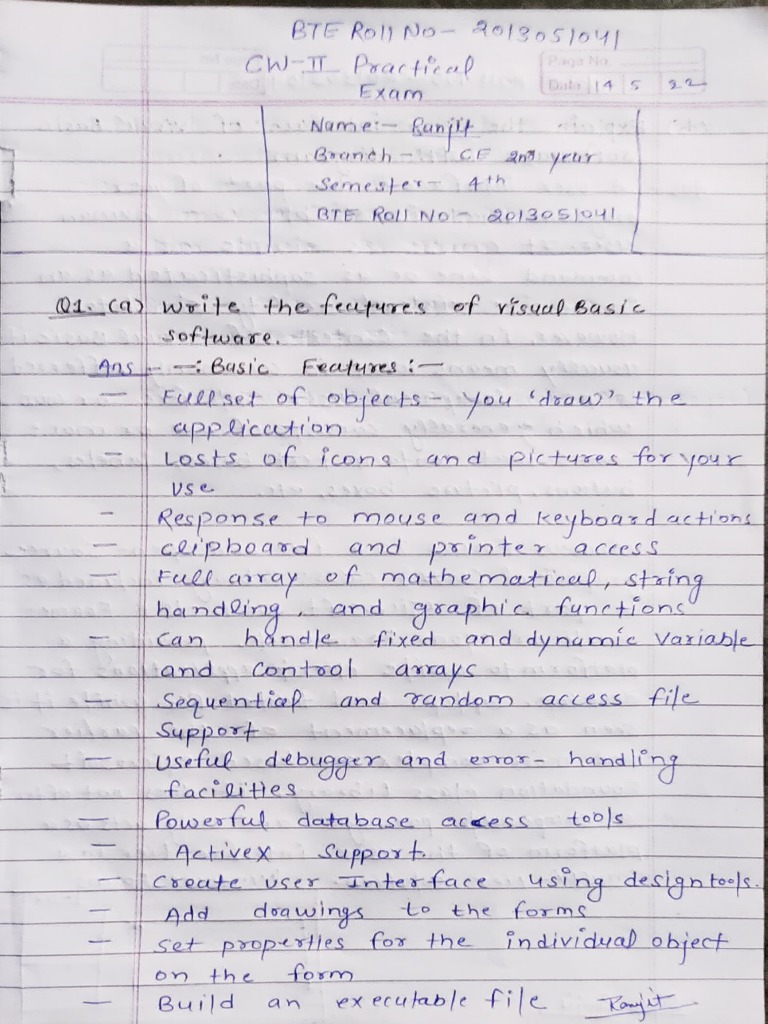 41-Ranjit CE 4th SEM. (CW-2 Practical Exam) | PDF