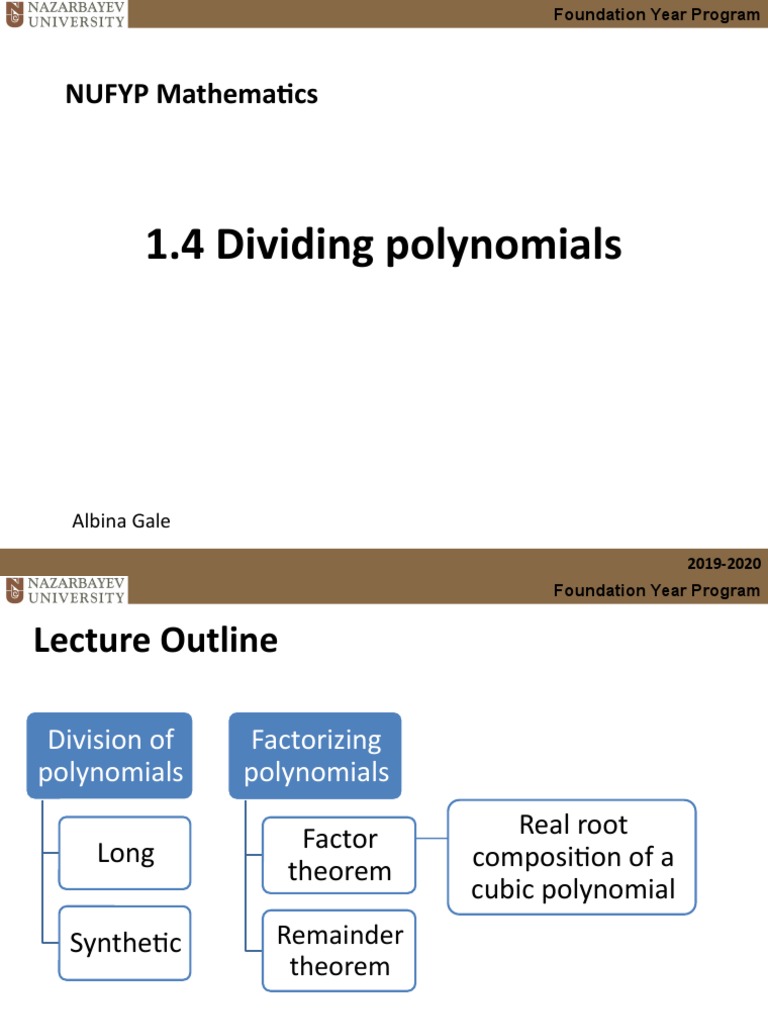 Dividing and Factorizing Polynomials: Methods and Applications | PDF | Factorization | Division ...