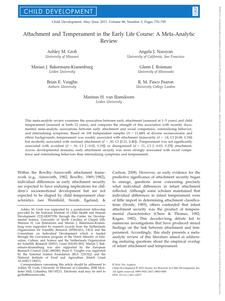 Attachment and Temperament in The Early Life Course | PDF | Attachment ...