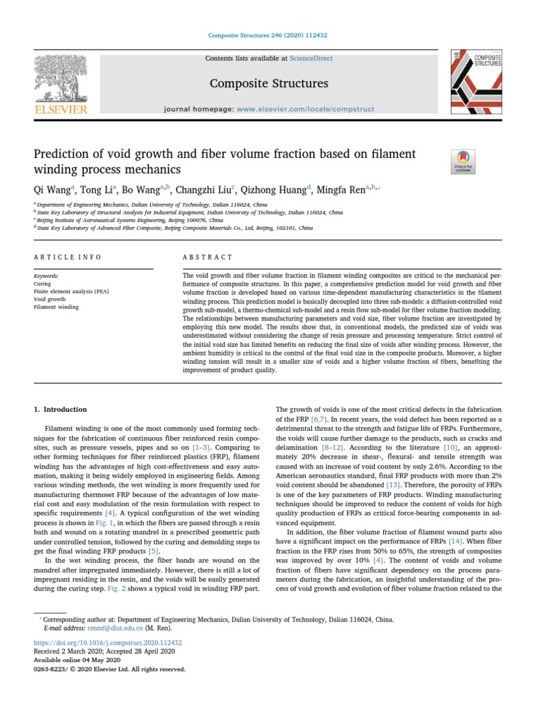 Prediction of Void Growth and Fiber Volume Fraction Based On Filament Winding Process Mechanics ...