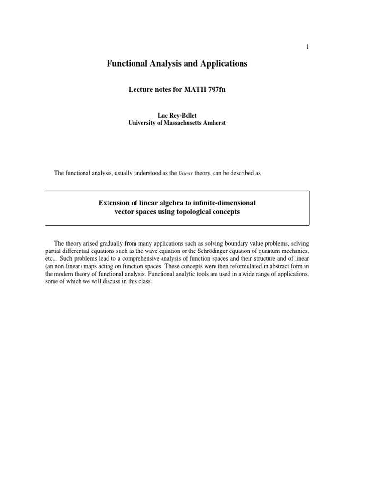 Functional Analysis Notes | PDF | Mathematical Analysis | Linear Map Functional Analysis Notes | PDF | Mathematical Analysis | Linear Map