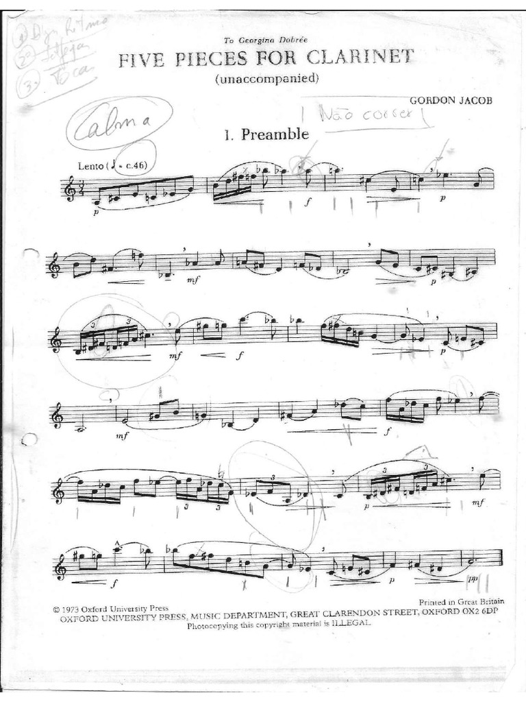 Five Pieces For Clarinet de Gordon Jacob | PDF