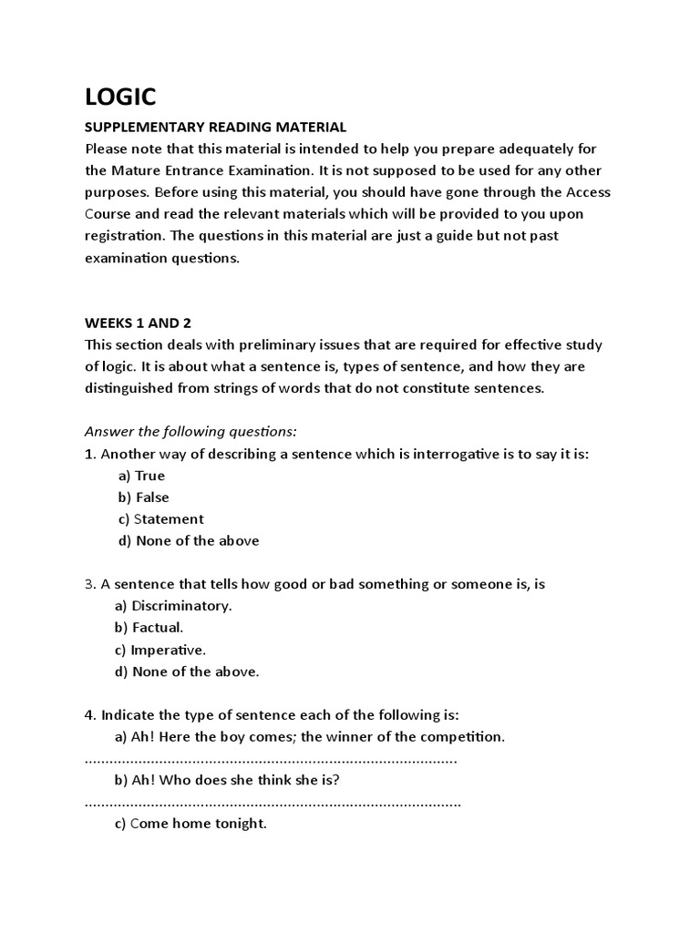 Access Logic - Supplementary Material | PDF | Argument | Fallacy