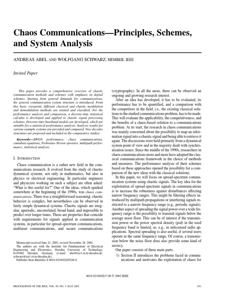 Chaos Communications-Principles, Schemes | PDF | Modulation | Chaos Theory