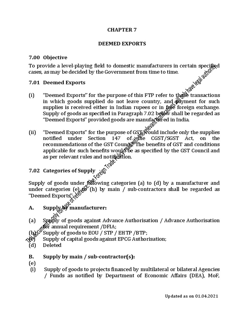 Deemed Export | PDF | Customs | Exports