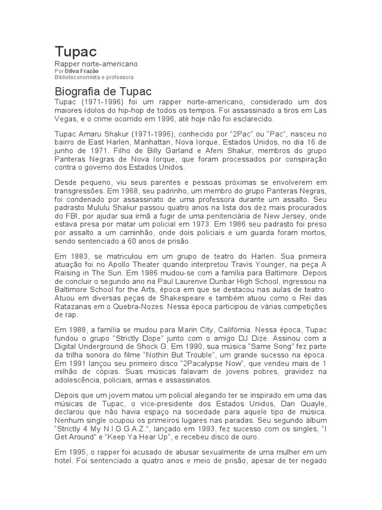 Biografia Tupac | PDF | Hip Hop