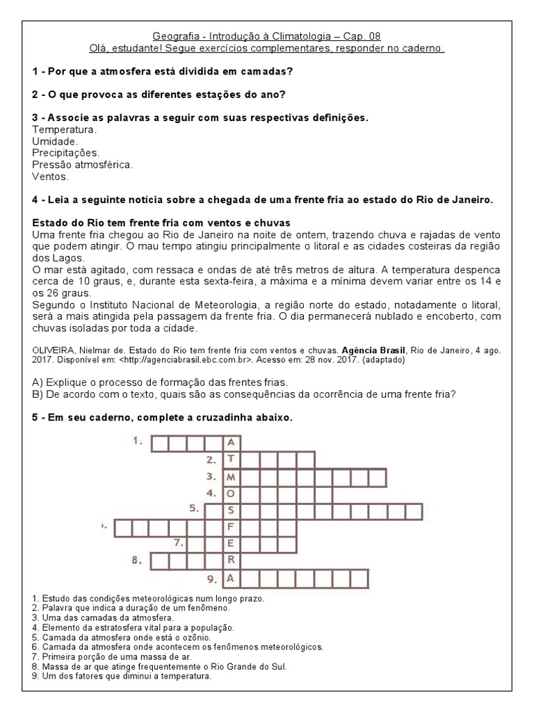 Geografia Atividade Complementar 6° Ano | PDF