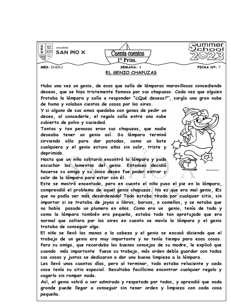 Ficha de Cuenta Cuentos 1° Grado - Semana 4 | PDF | Genios