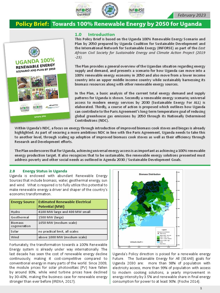 Uganda's 100% Renewable Energy Plan 2023 | PDF | Renewable Energy ...