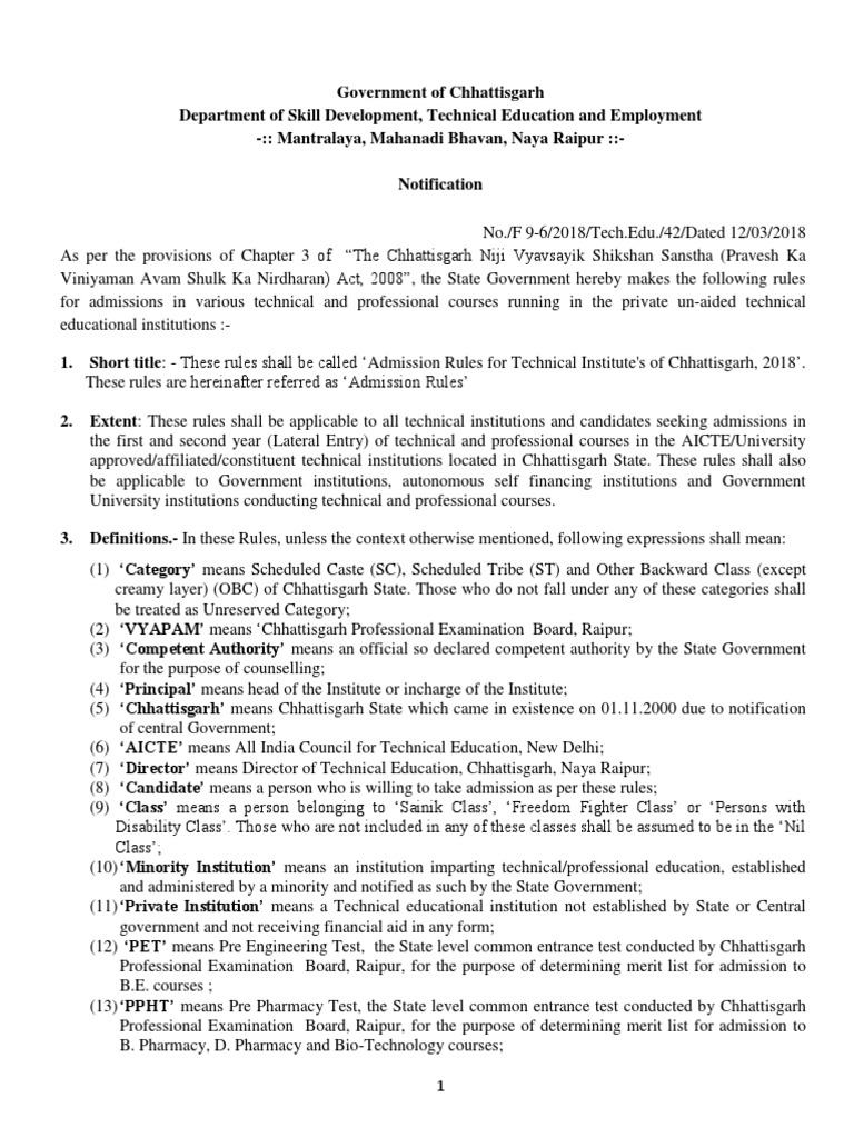 Admission Rules | PDF | University And College Admission | Academic Degree