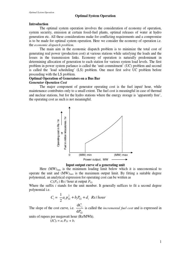 Optimal Power System Operation | PDF | Mathematical Optimization | Mathematics