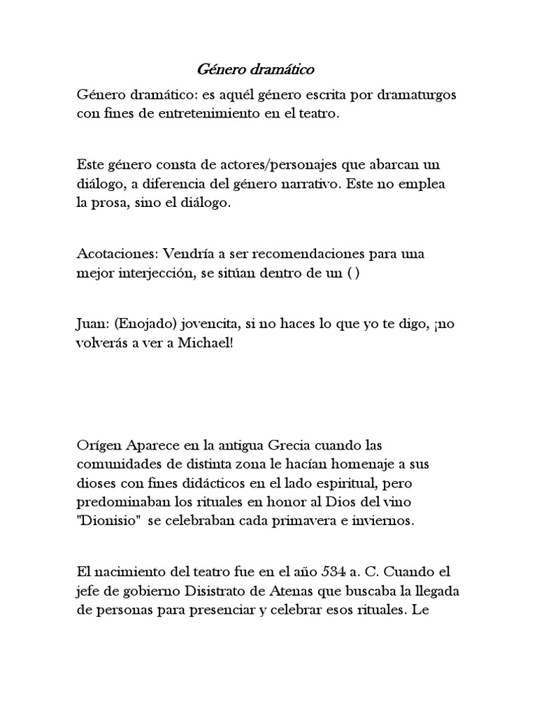 Género Dramático | PDF | Teatro | Monólogo