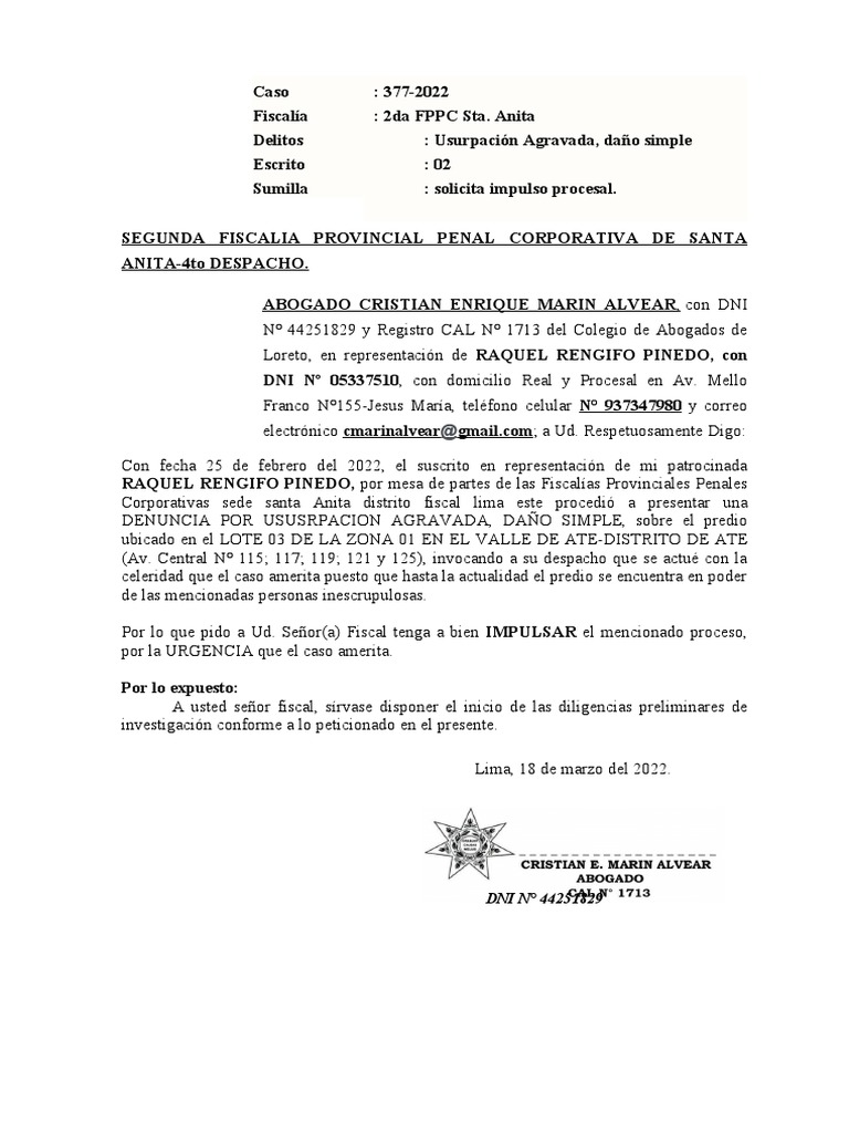 Solicitud de Impulso Procesal | PDF