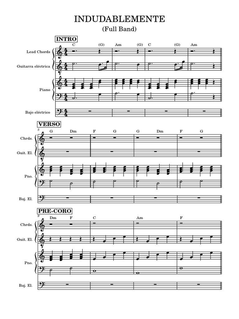 INDUDABLEMENTE (Full Band) | PDF | Musicology | Musical Compositions