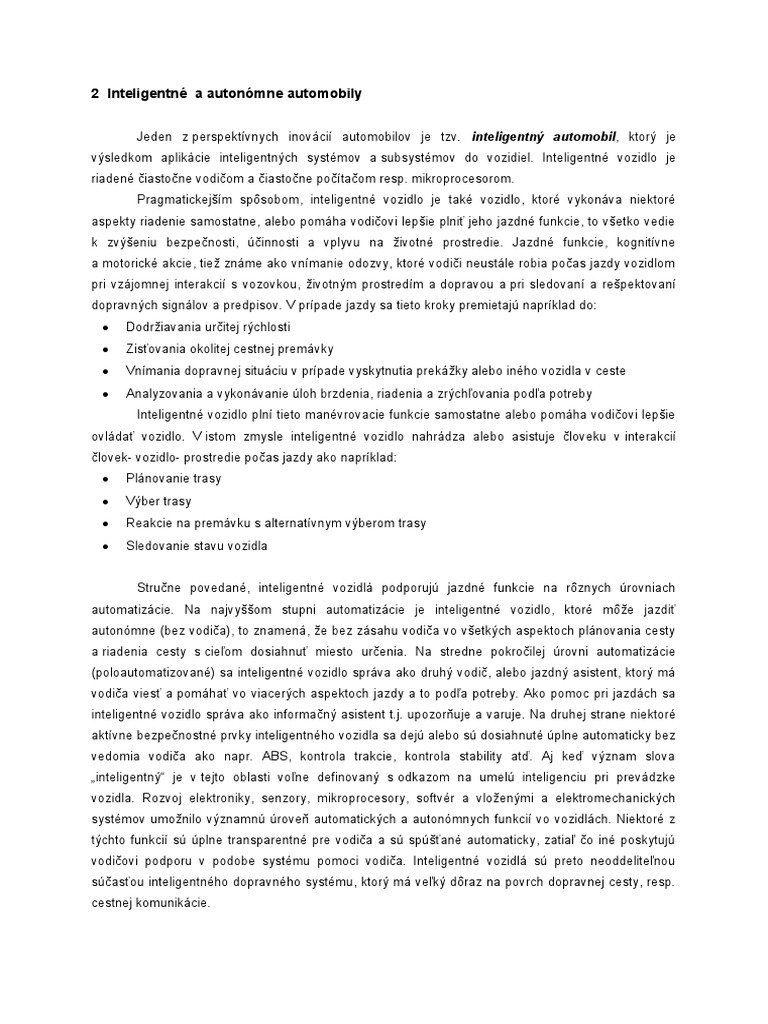 Prednaska 7 Inteligentne A Autonomne Automobily | PDF