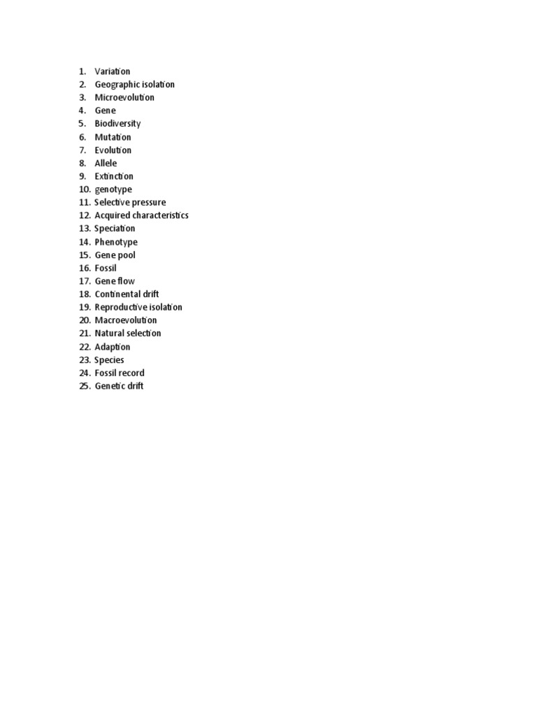 Evolution Vocab | PDF