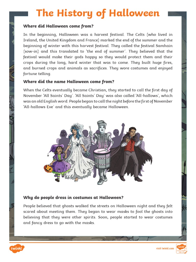 The History of Halloween Reading Comprehension | Download Free PDF ...
