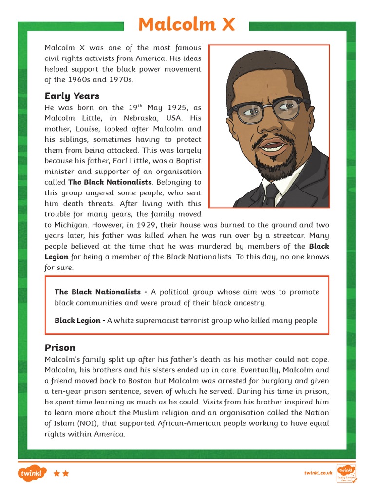 Malcolm X Reading Comprehension | PDF | Malcolm X