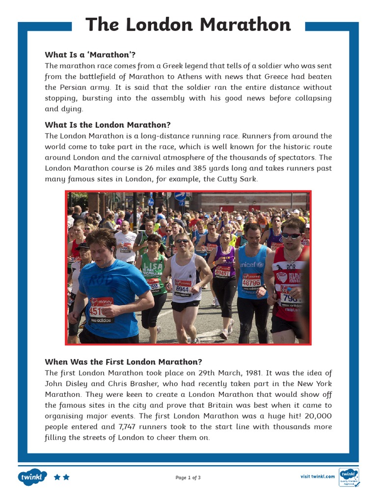 The London Marathon Reading Comprehension | PDF | Marathon | Long ...
