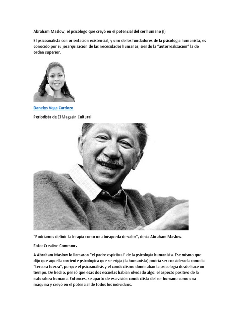 Abraham Maslow | PDF | Sicología | Conceptos psicologicos