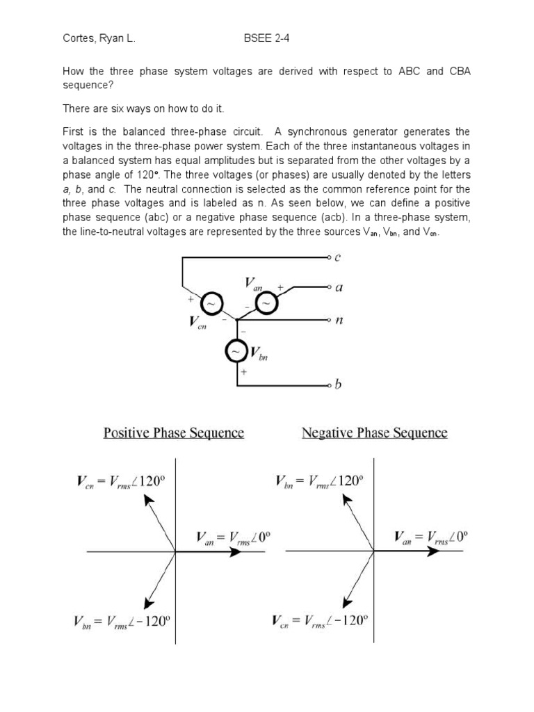 How The Three Phase System Voltages Are Derived With Respect To ABC and ...