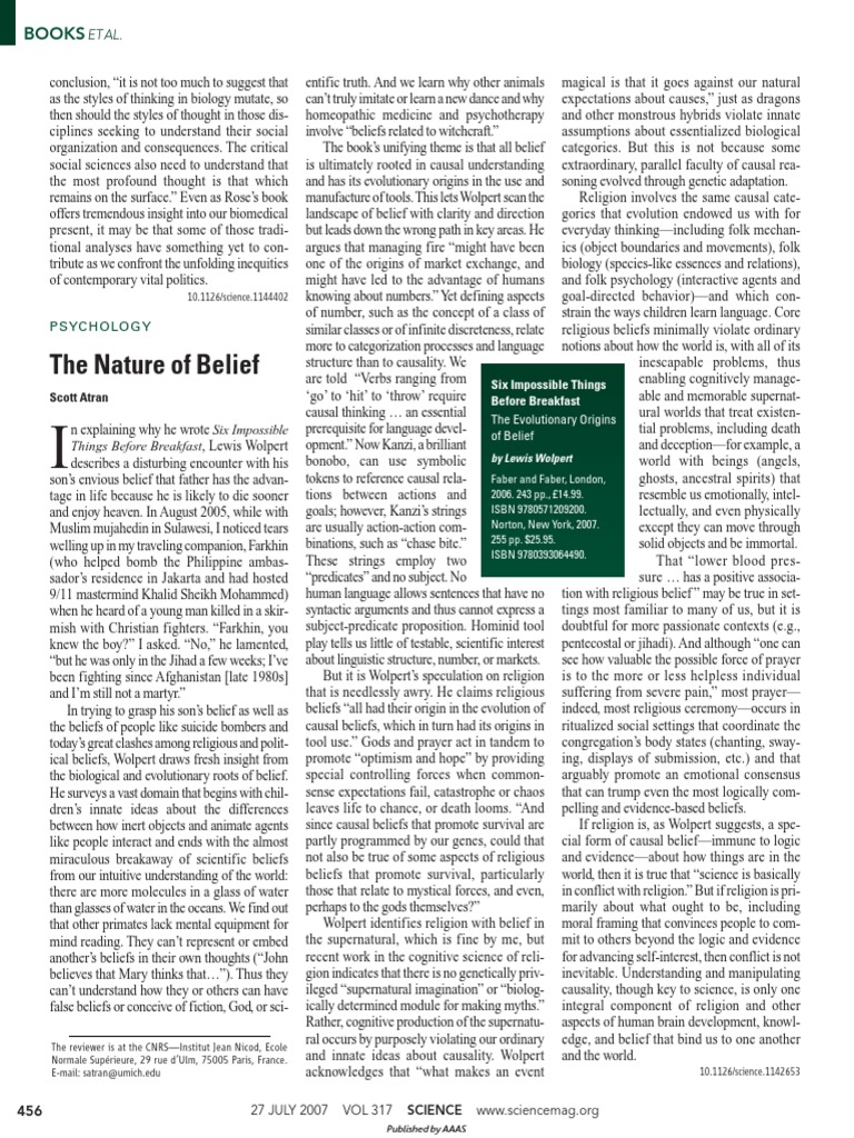 Evolutionary Roots of Human Belief | PDF | Thought | Evolution