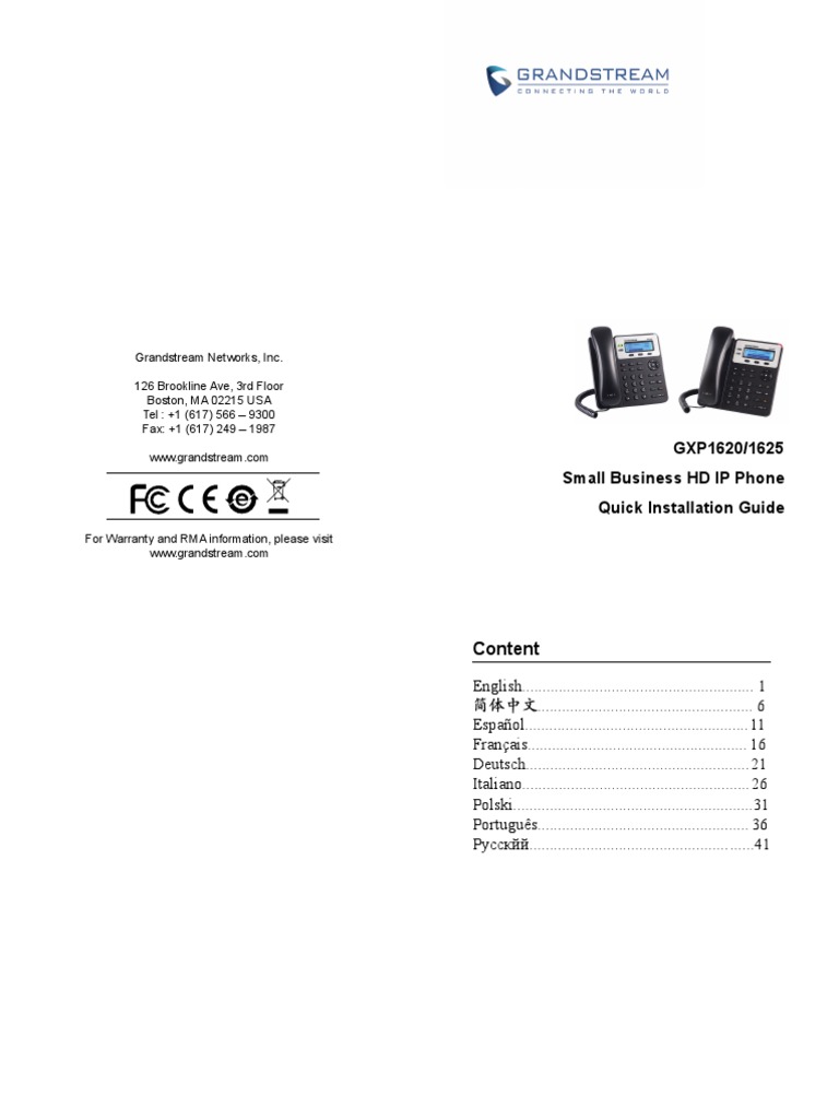 GXP1620 1625 Qig | PDF | Telephone | User (Computing)