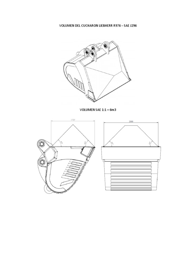 Volumen Cucharon Liebherr R976 6m3 | PDF