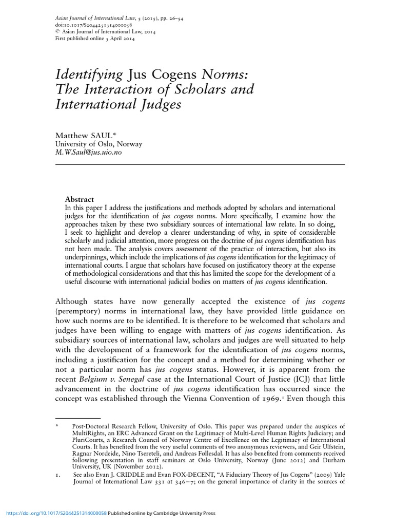 (Highlighted P. 31) Identifying Jus Cogens Norms - The Interaction of ...