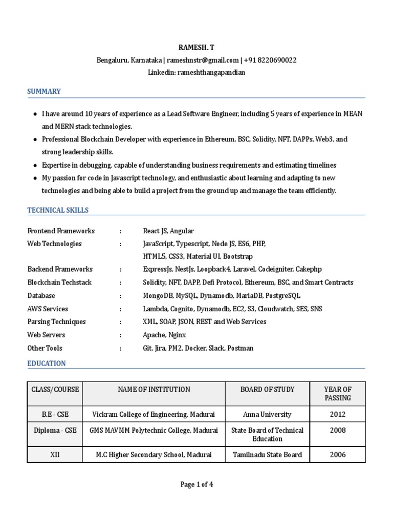 Updated Ramesh Resume | Download Free PDF | World Wide Web | Internet & Web