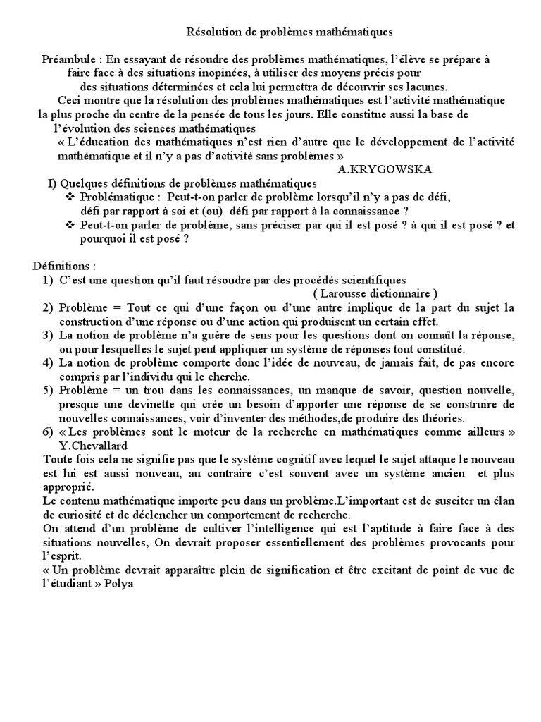 Résolution de Problèmes Mathématiques | PDF | Mathématiques | Intelligence