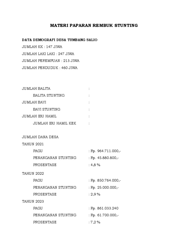 Materi Paparan Rembuk Stunting | PDF Materi Paparan Rembuk Stunting | PDF