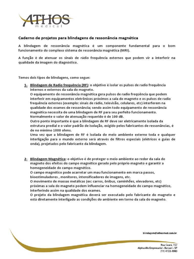 Caderna de Projetos para Blindagens de Resson+óncia Magn+®tica | PDF ...