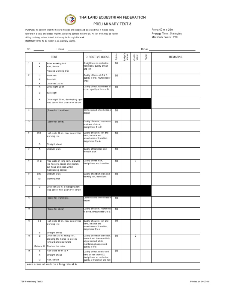 TEF-Preliminary 3 TEST | PDF | Outdoor Recreation | Equestrian Sports