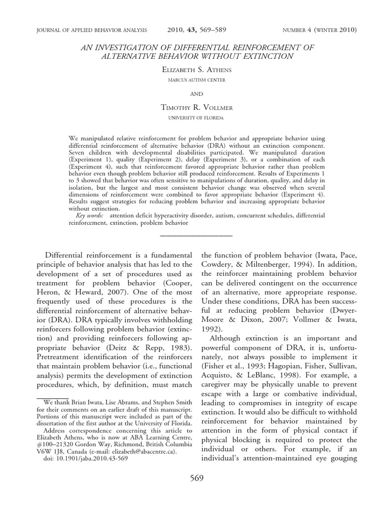 An Investigation of Differential Reinforcement of Alternative Behavior ...
