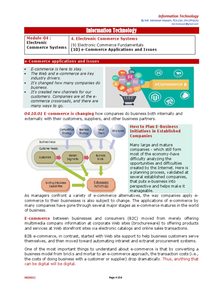 CA (CL) - Information Technology - 04.10.e-Commerce Applications and Issues (8th Batch) | PDF ...