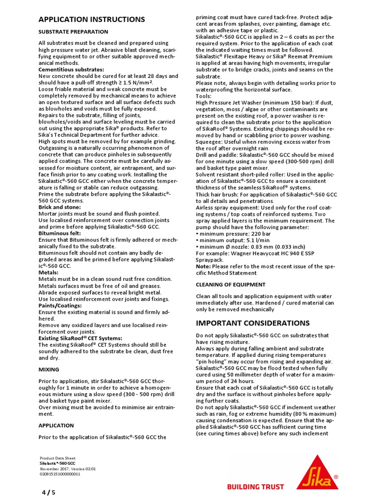 Sikalastic - 560 GCC Water Proofing Materials - Part 4 | PDF | Paint ... Sikalastic - 560 GCC Water Proofing Materials - Part 4 | PDF | Paint ...
